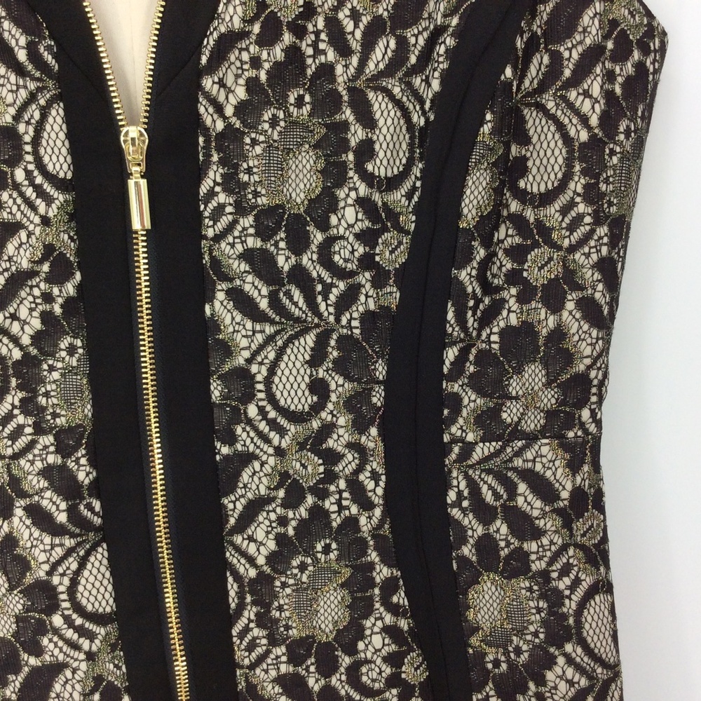 Jax Lace & Gold Metallic, Zipper Front Dress - Gem